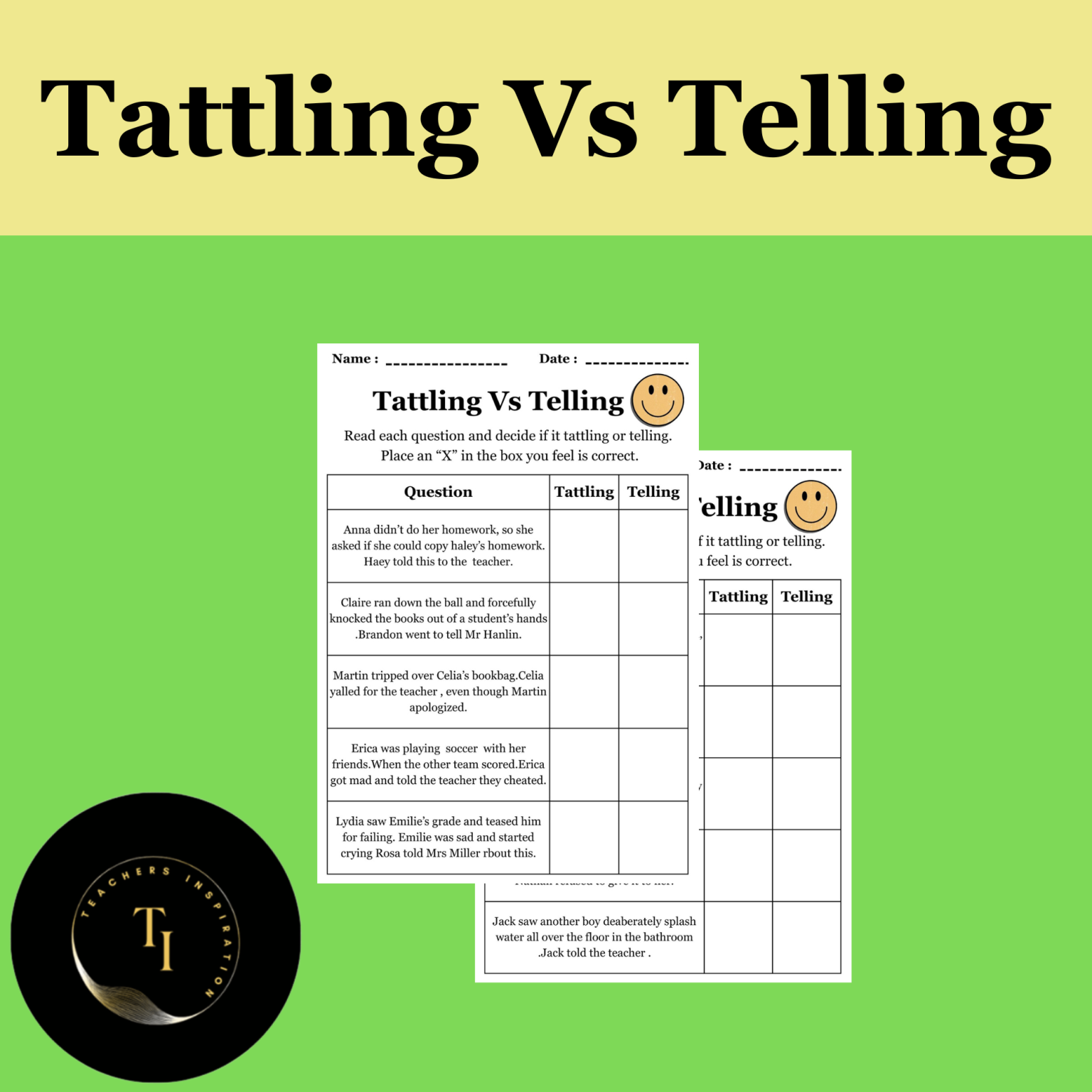 Tattling Vs Telling | Made By Teachers
