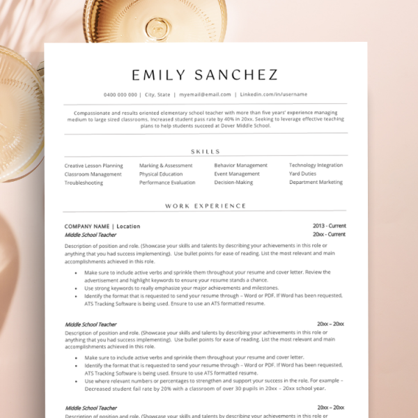 School Principal Resume Template for Word & Pages, Teacher Resume ...