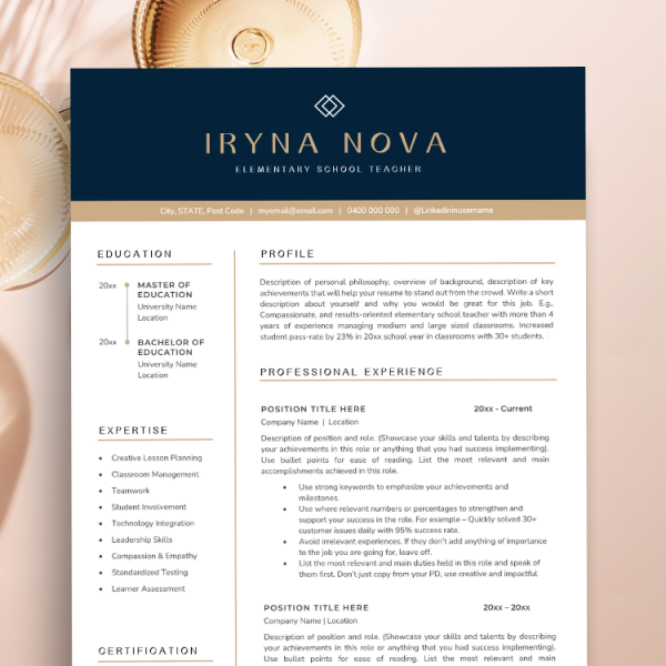 Teaching Resume & Cover Letter Template, Simple CV Template | Made By ...