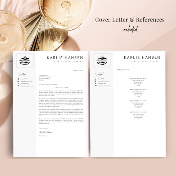 Teacher CV Template & Cover Letter Template, 3 Page Resume & Writing ...