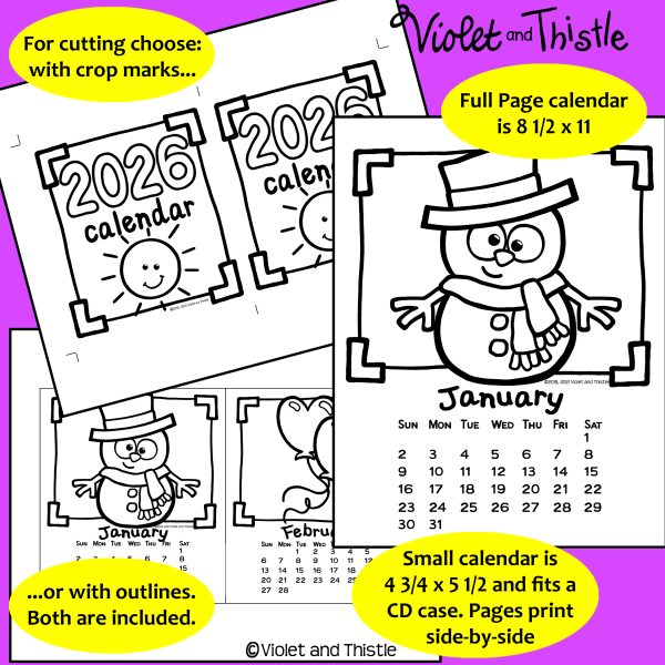 2026 and 2025 Coloring Calendar Printable to Color Parent Christmas ...