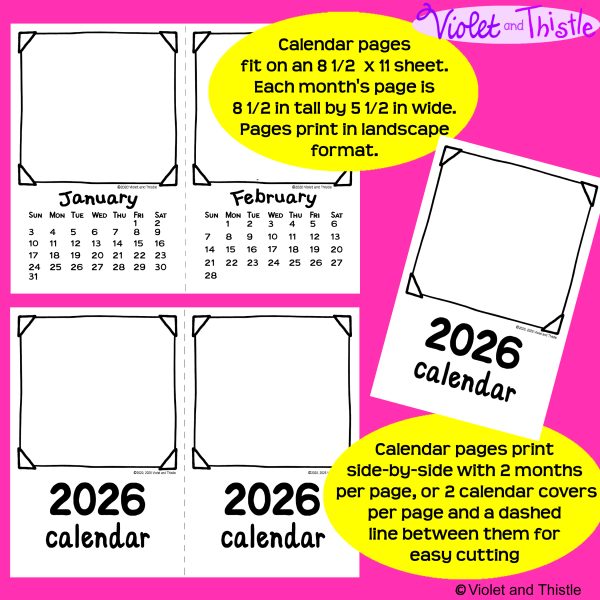 2026 and 2025 Calendar HALF PAGE Printable Monthly Parent Christmas ...