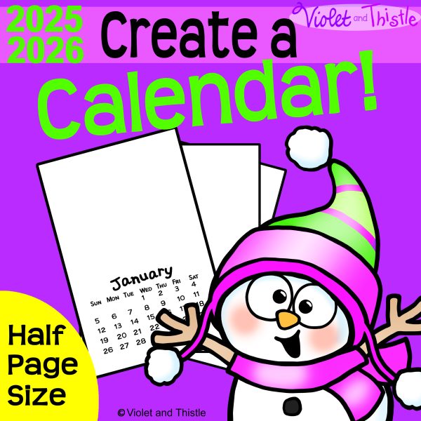 2026 Calendar HALF PAGE Printable Monthly Parent Christmas Gift for ...