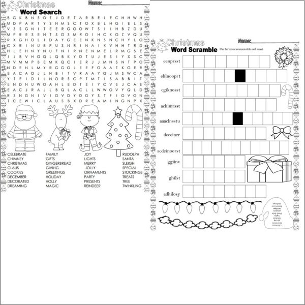 Christmas Word Search & Scramble Activities Worksheets NO PREP Spelling ...