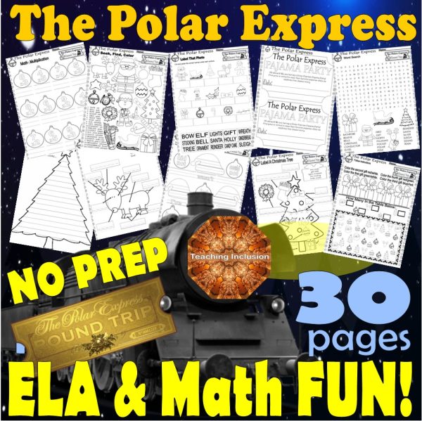 The Polar Express Christmas Fun Worksheets Math ELA Coloring Crafts NO ...
