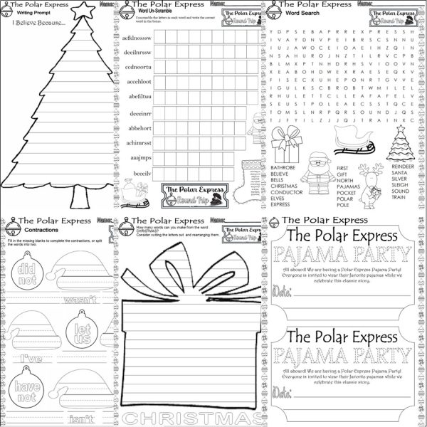 The Polar Express Christmas Fun Worksheets Math ELA Coloring Crafts NO ...