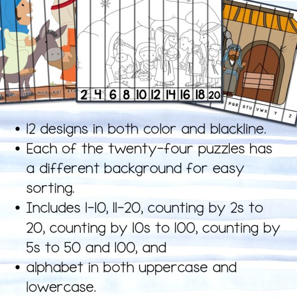 Nativity Christmas Number and Alphabet Sequence Puzzles PreK ...