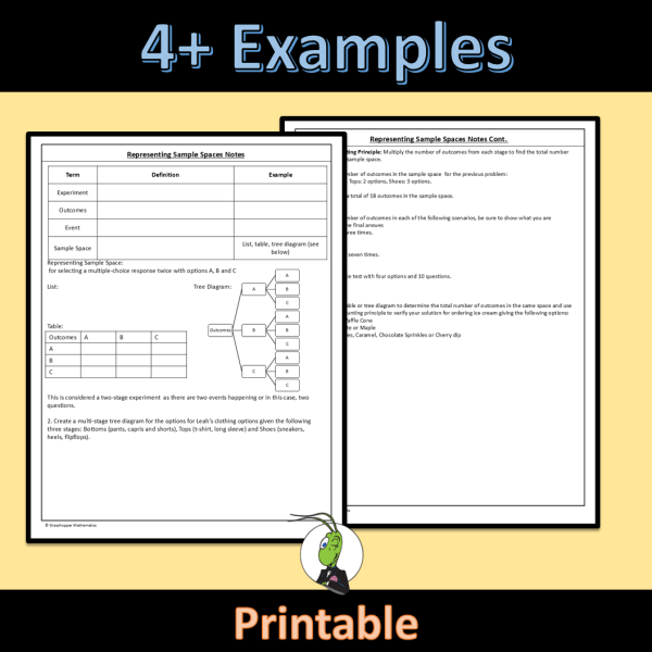 Representing Sample Spaces Geo Guided Notes Probability and Measurement ...