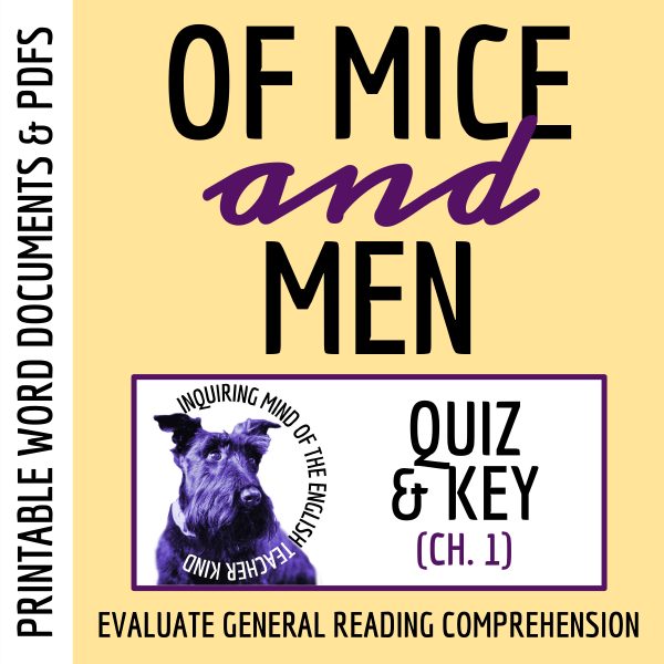Of Mice and Men Chapter 1 Quiz and Answer Key | Reading Comprehension ...