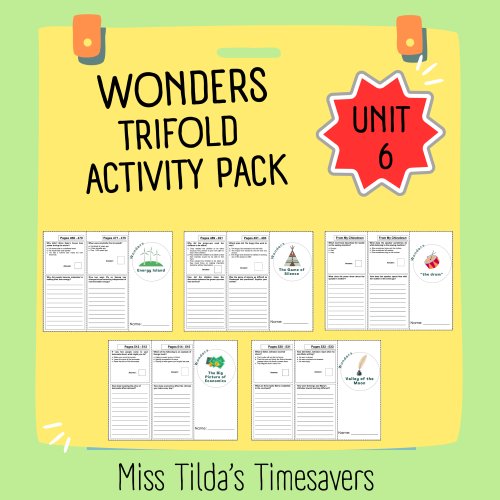 Wonders Grade 4 Unit 6: Question and Answer Trifold Activity Pack ...