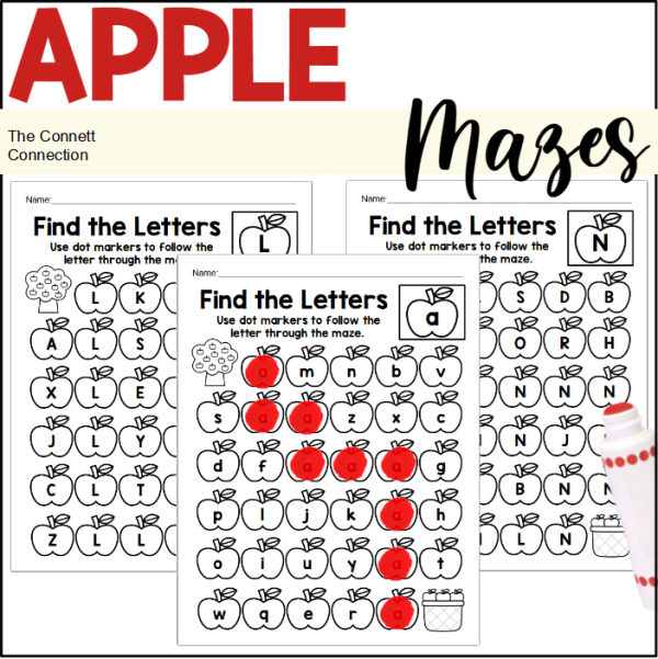 Apple Alphabet Maze Worksheets | Made By Teachers