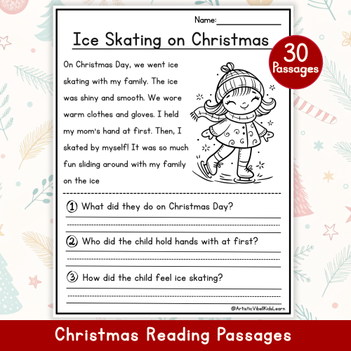 Christmas Reading Comprehension Worksheets, Kindergarten - 1st Grade ...