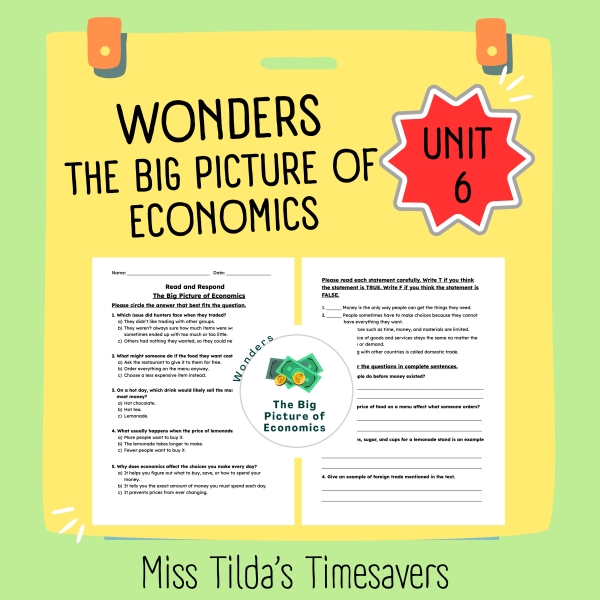 The Big Picture of Economics - Grade 4 Wonders | Made By Teachers