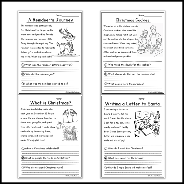 December Christmas Reading Comprehension Passages and Questions ...