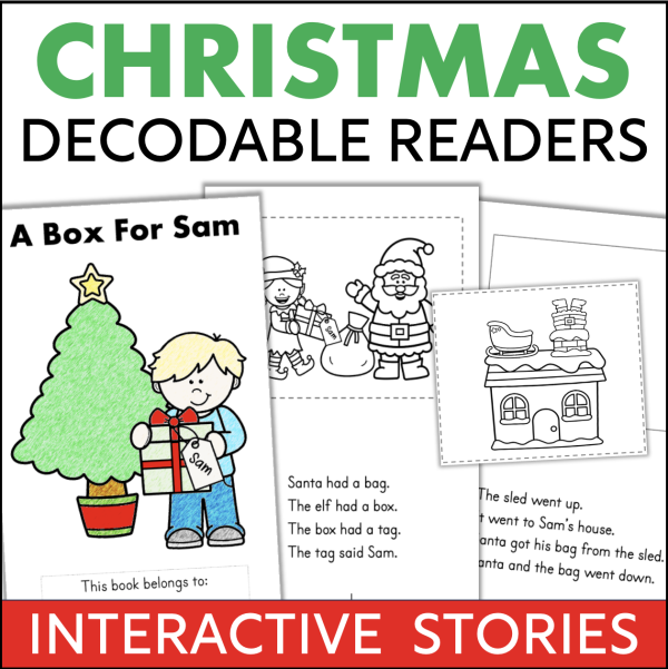Christmas Decodable Stories Readers 2 Interactive Cut and Paste Books ...