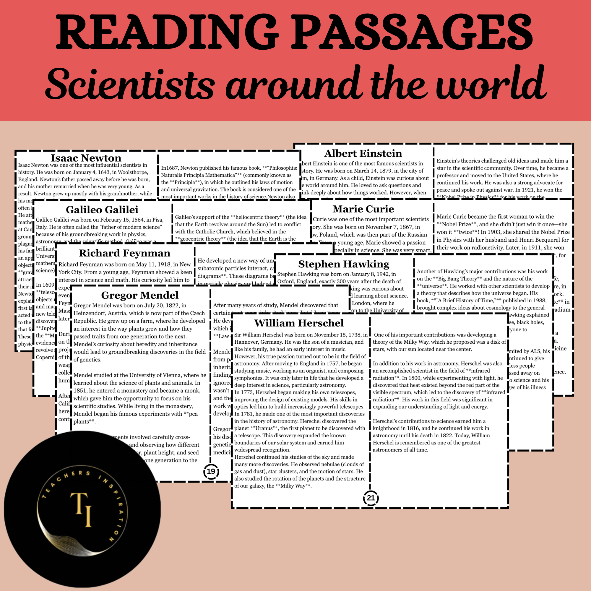 Reading passages scientists around the world | Made By Teachers
