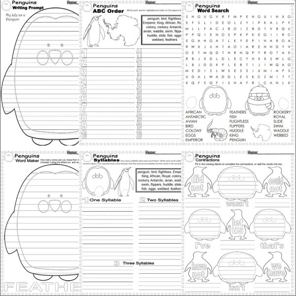 All About PENGUINS ELA Math Craft Activities Writing Vocabulary ...