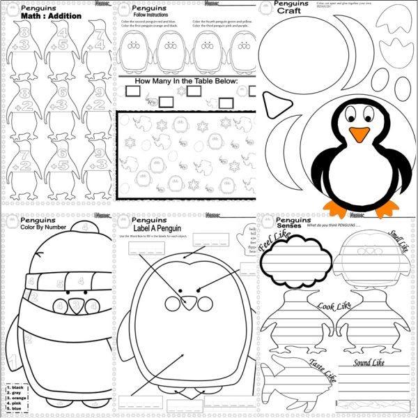 All About PENGUINS ELA Math Craft Activities Writing Vocabulary ...