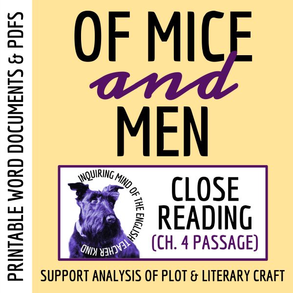 Of Mice and Men Chapter 4 Novel Analysis Worksheet | Close Reading ...