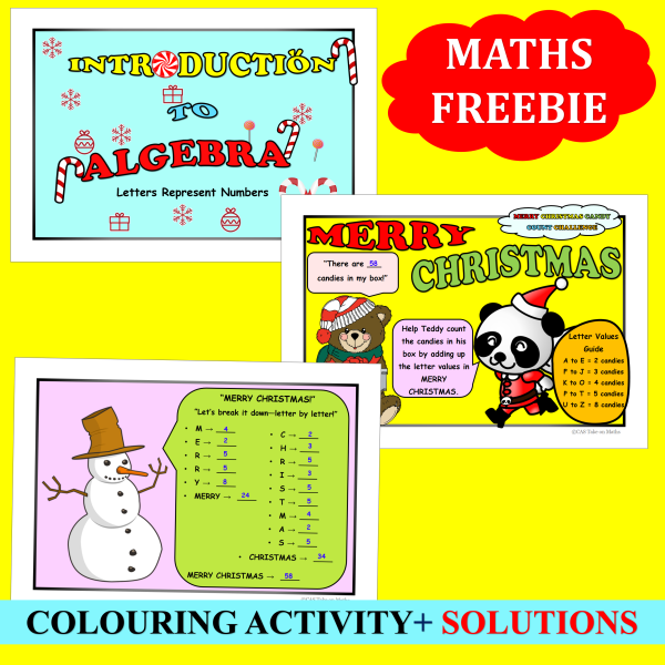 Grades 5 to 8 Algebra Christmas Colouring Freebie - Made By Teachers