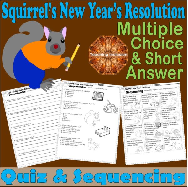 Squirrel’s New Year’s Resolution Reading Comprehension Quiz Test ...