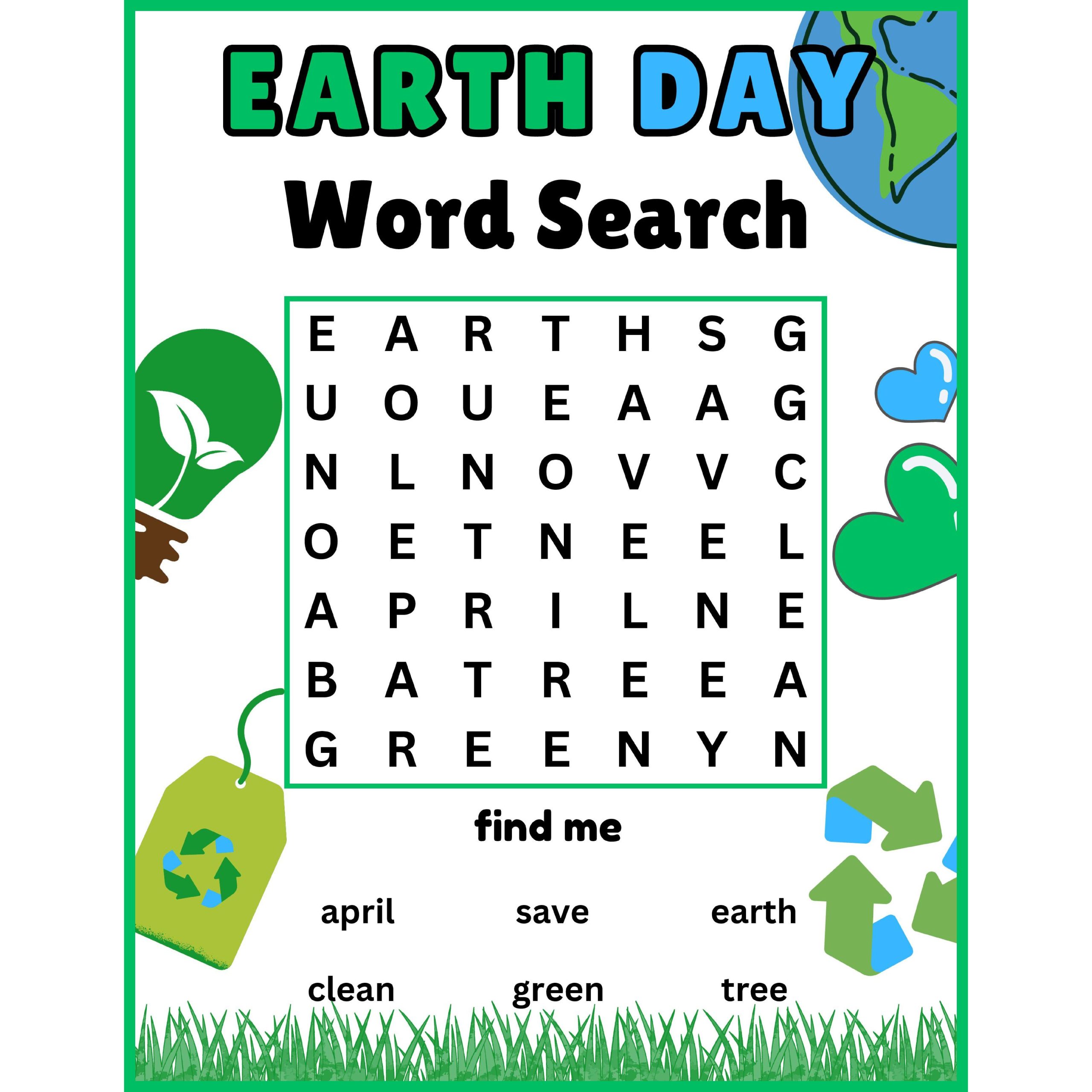 Word Search Earth Day Printable