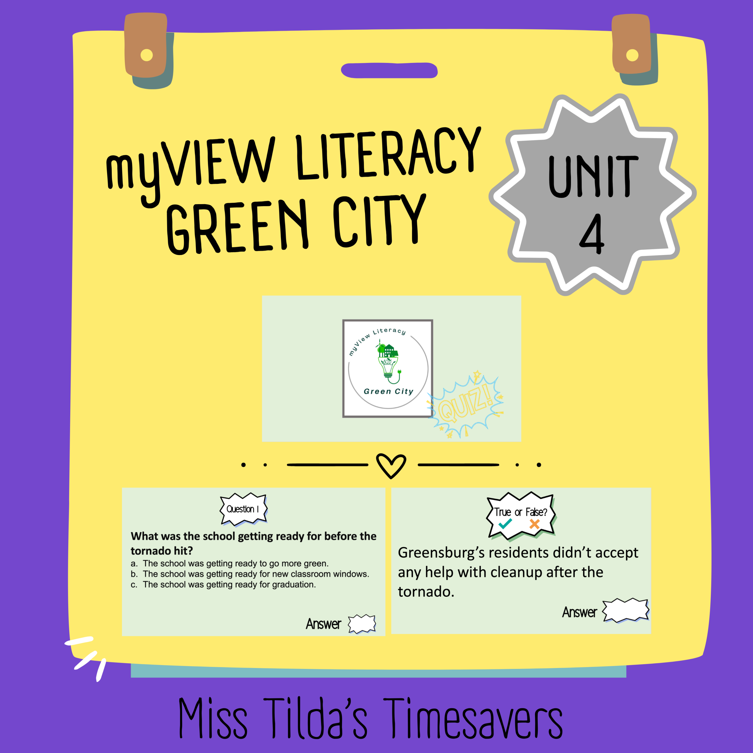 Nature's Patchwork Quilt Quiz - Grade 3 myView Literacy - Made By Teachers