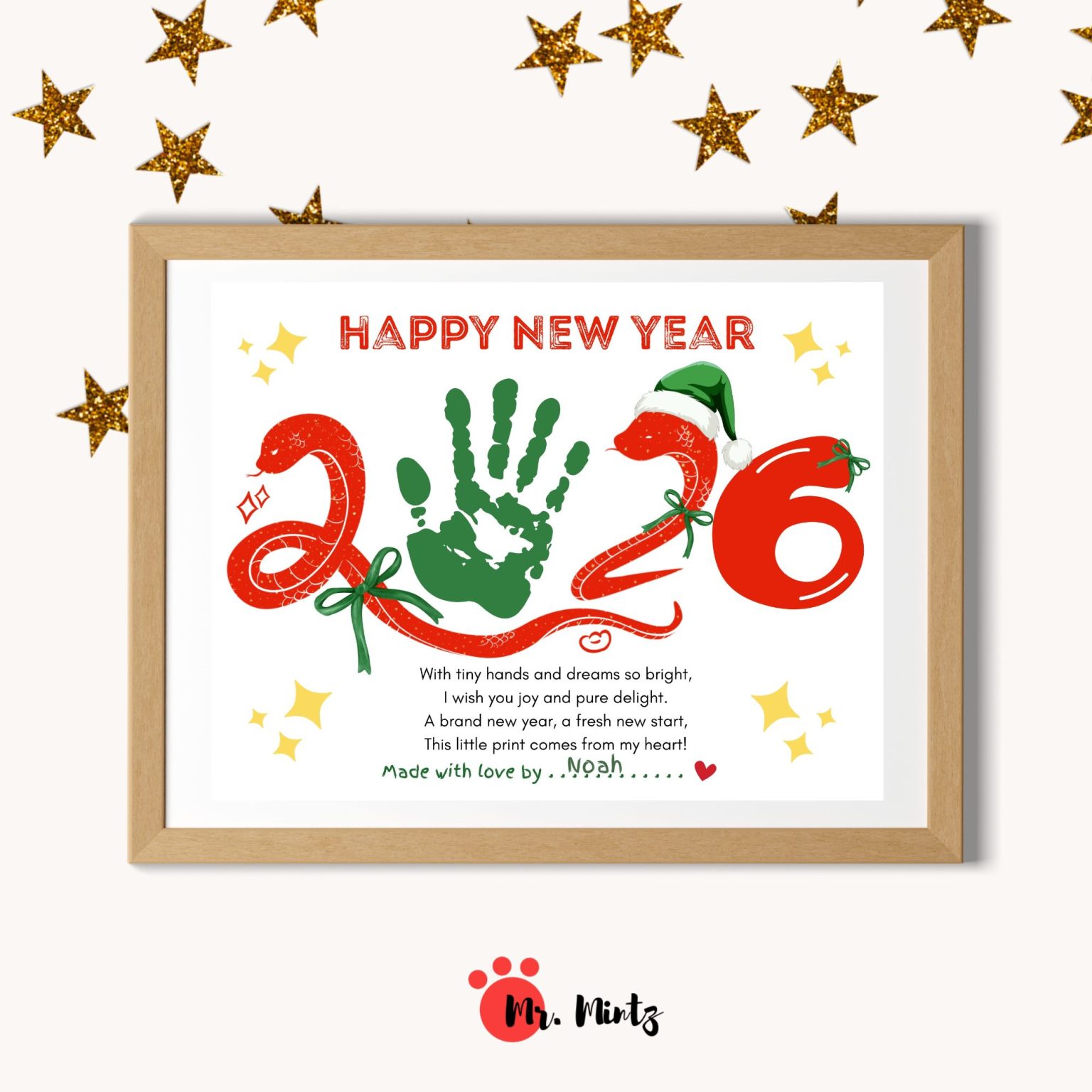 Happy New Year 2026 Handprint Craft – Handprint Keepsake with Poem For ...