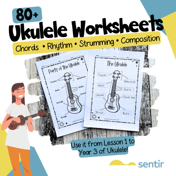 +80 Ukulele Worksheets for Beginners: Chords, Diagrams, Strumming ...