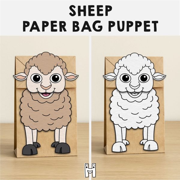 Sheep Puppet Paper Bag Craft Activity Coloring Farm Animal - Made By ...