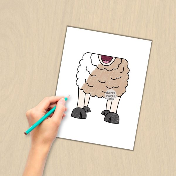 Sheep Puppet Paper Bag Craft Activity Coloring Farm Animal - Made By ...