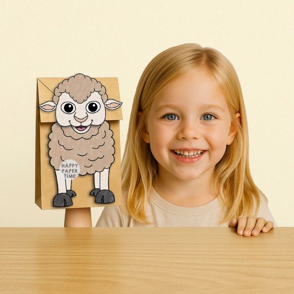 Sheep Puppet Paper Bag Craft Activity Coloring Farm Animal - Made By ...