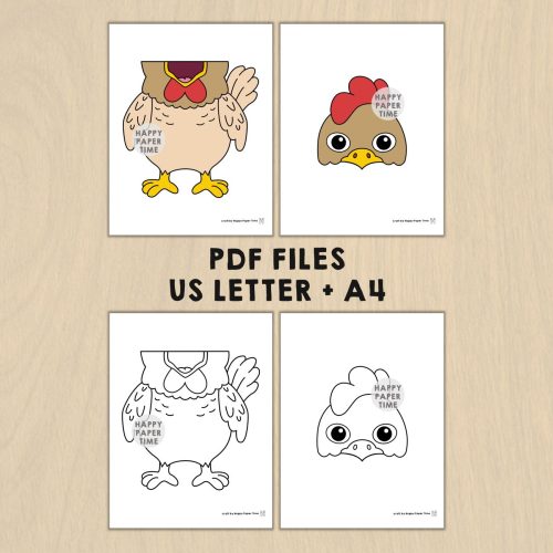 Chicken Puppet Paper Bag Craft Activity Coloring Farm Animal - Made By ...