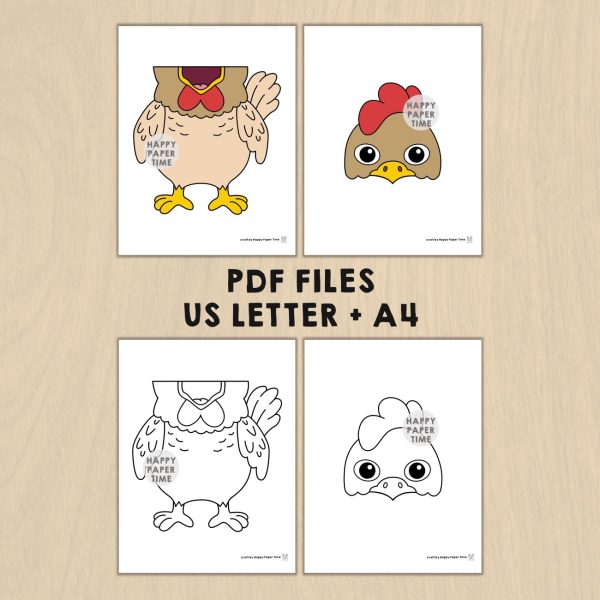 Chicken Puppet Paper Bag Craft Activity Coloring Farm Animal - Made By ...