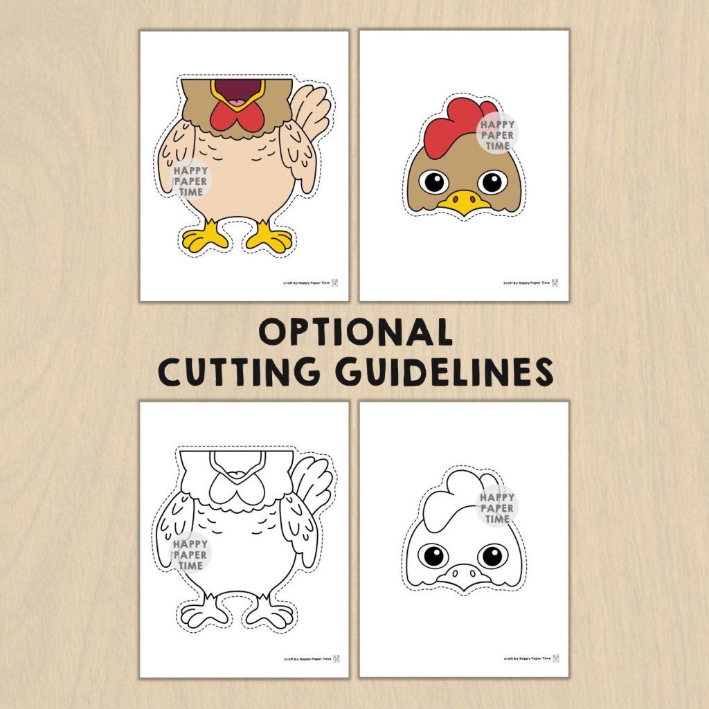 Chicken Puppet Paper Bag Craft Activity Coloring Farm Animal - Made By ...