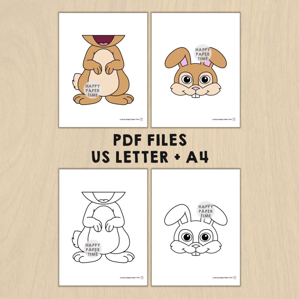 Rabbit Puppet Paper Bag Craft Activity Coloring Farm Animal | Made By ...