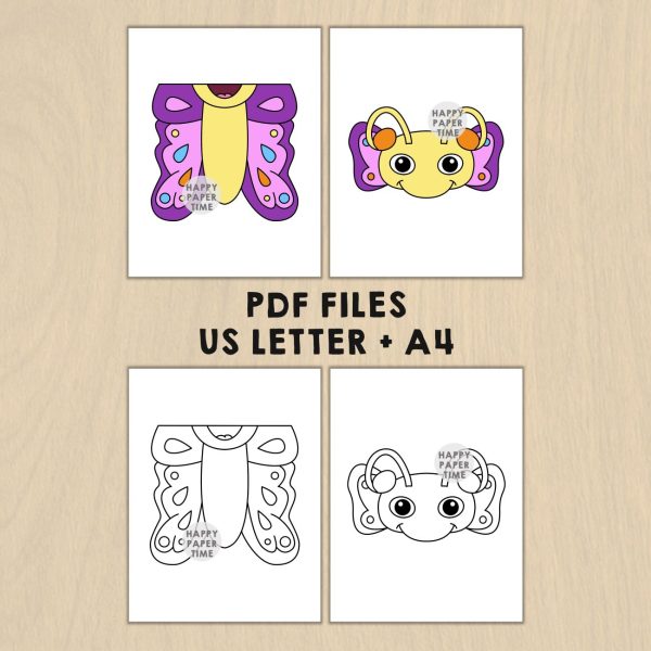 Butterfly Puppet Paper Bag Craft Activity Coloring Bug Insect - Made By ...