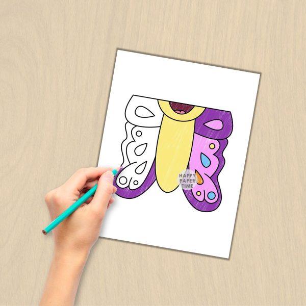Butterfly Puppet Paper Bag Craft Activity Coloring Bug Insect - Made By ...