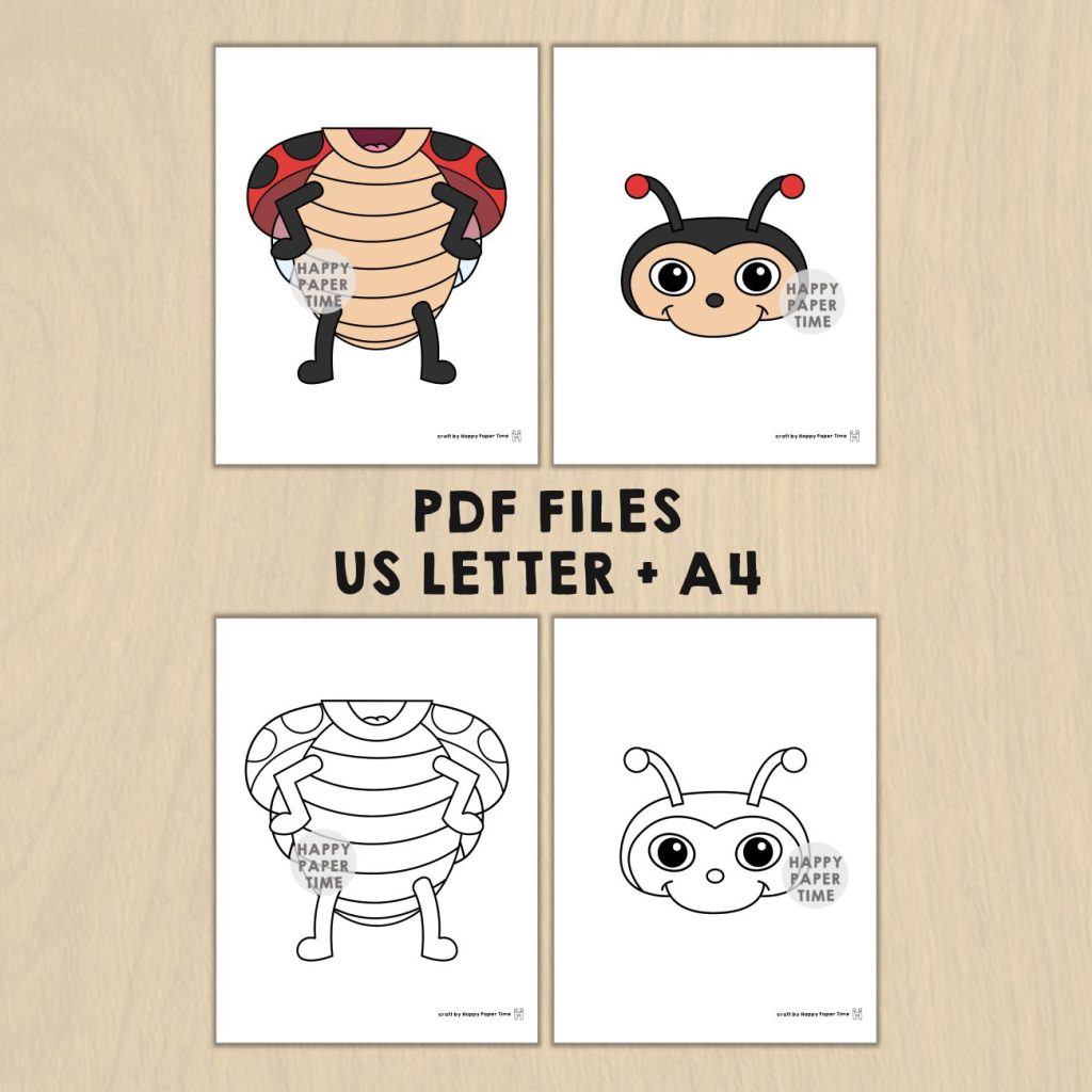 Ladybug Puppet Paper Bag Craft Activity Coloring Bug Insect | Made By ...