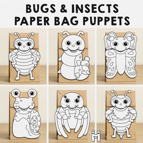 Bugs and Insects paper bag puppet craft Printable Coloring Activity ...