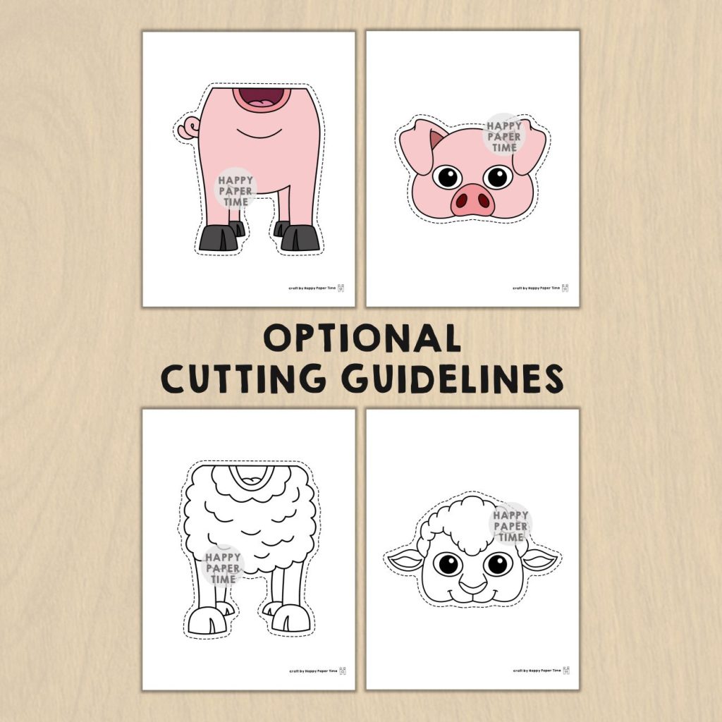 Farm Animals paper bag puppet craft Printable Coloring Activity - Made ...