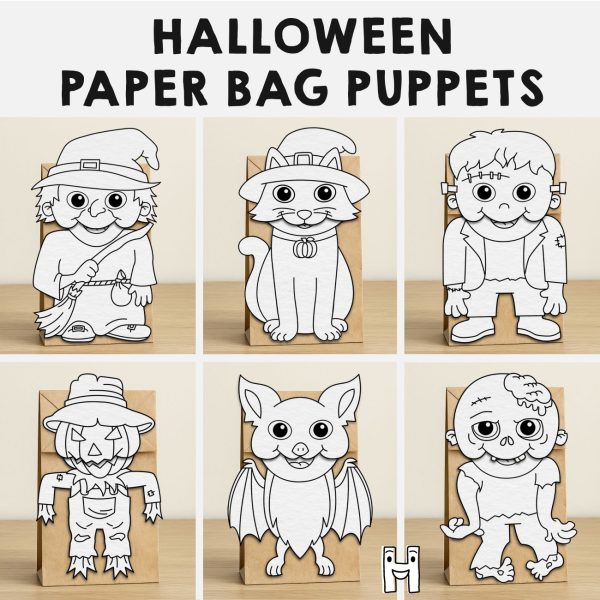 Halloween paper bag puppet craft Printable Coloring Activity | Made By ...