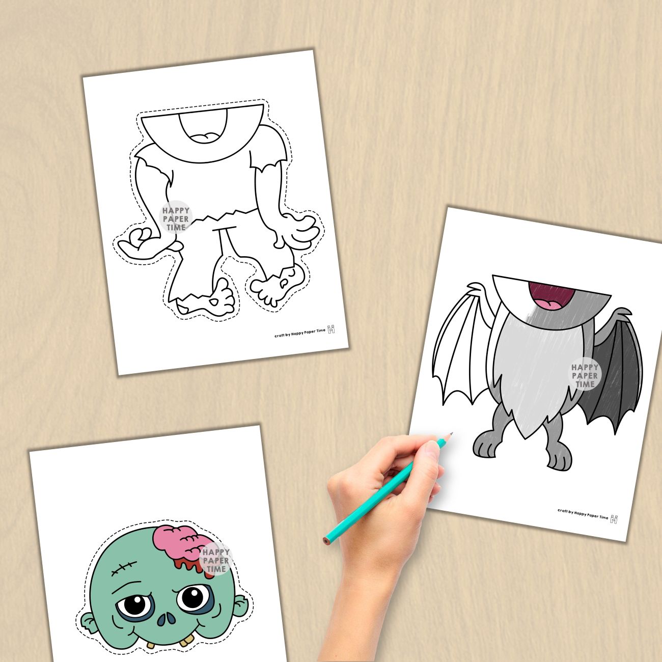 Halloween paper bag puppet craft Printable Coloring Activity | Made By ...