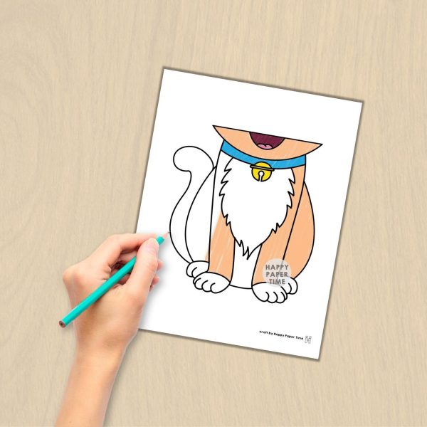 Cat Puppet Paper Bag Craft Activity Coloring Kitten Pet Animal | Made ...