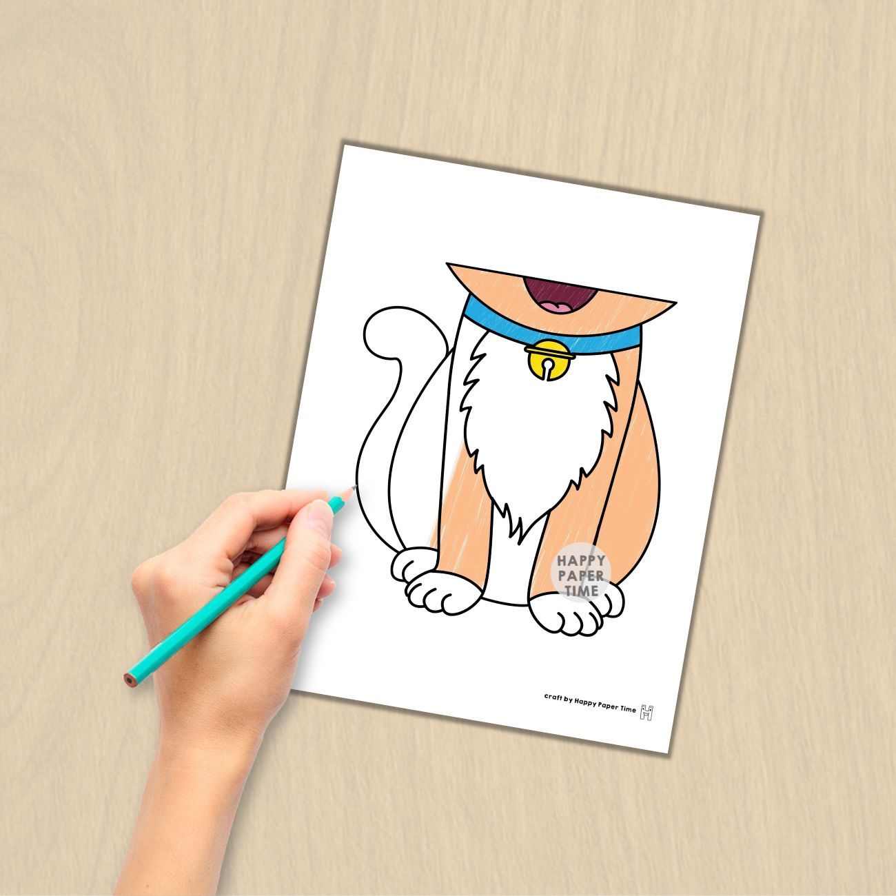 Cat Puppet Paper Bag Craft Activity Coloring Kitten Pet Animal | Made ...
