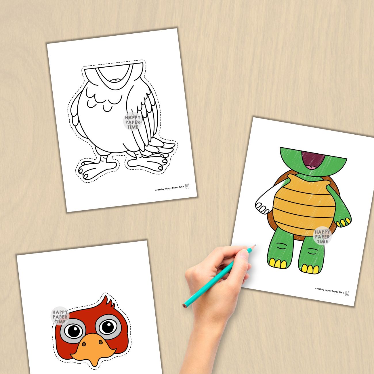 Pet Animals paper bag puppet craft Printable Coloring Activity | Made ...