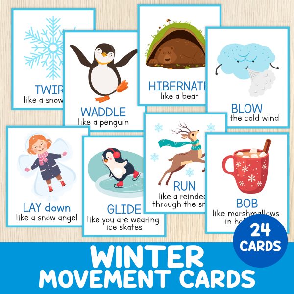 Winter Movement Cards, Winter Game, Gross Motor Skills, Brain Breaks ...
