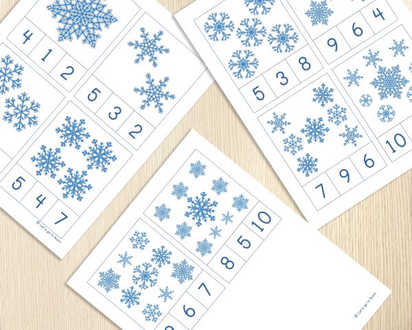 Snowflake Count & Clip Cards - Number Flashcards - Winter Counting ...