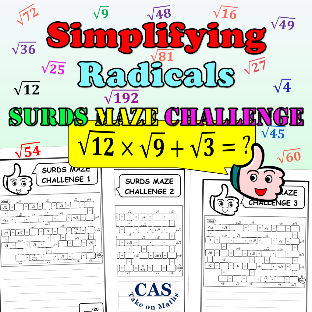 Surds Maze Challenge Worksheet Simplifying Surds Practice (Grade 10–12 ...