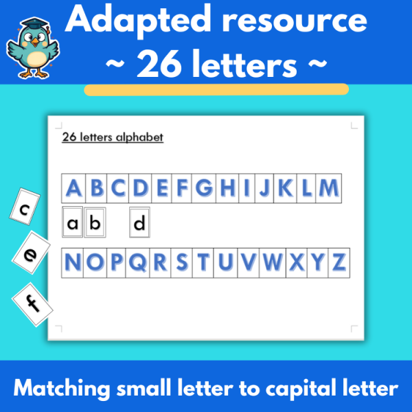 26 Alphabet adapted resource-Simple Matching- Uppercase & Lowercase ...